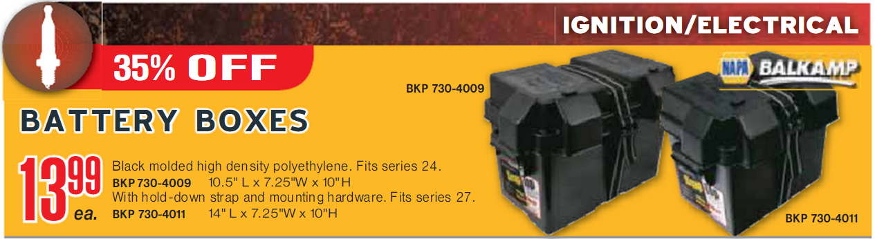 35% Off Battery Boxes - Redwater NAPA Auto Parts Store in Redwater, Alberta